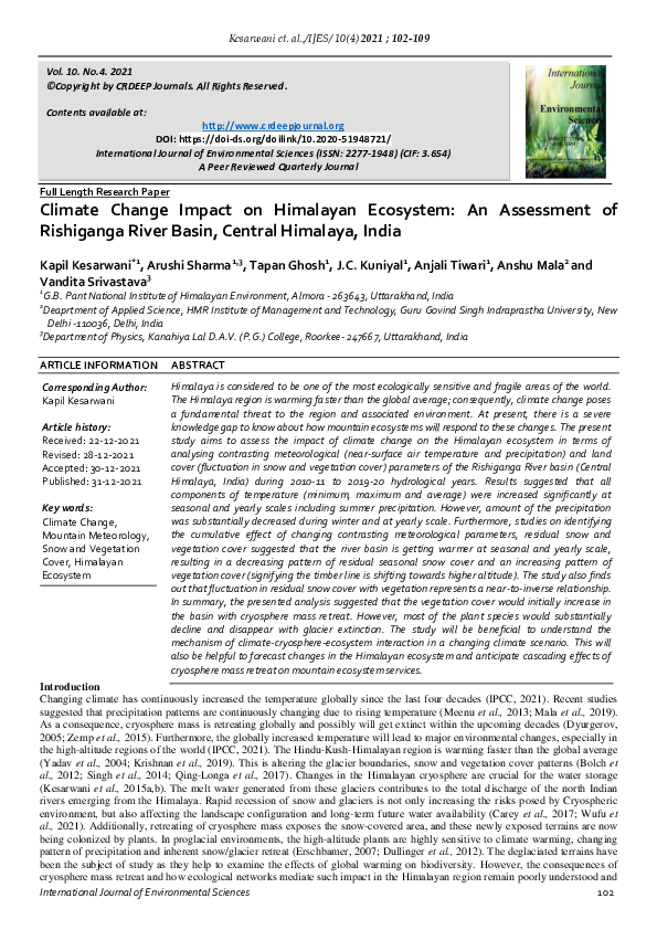 (PDF) Climate Change Impact on Himalayan Ecosystem: An Assessment of ...