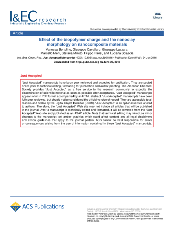 (PDF) Effect of the Biopolymer Charge and the Nanoclay Morphology on ...
