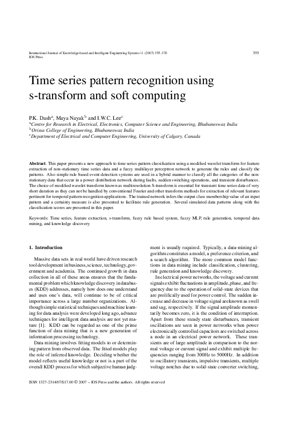 (PDF) S-Transform and Fuzzy Logic for Time Series