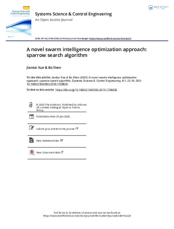 (PDF) A novel swarm intelligence optimization approach: sparrow search algorithm