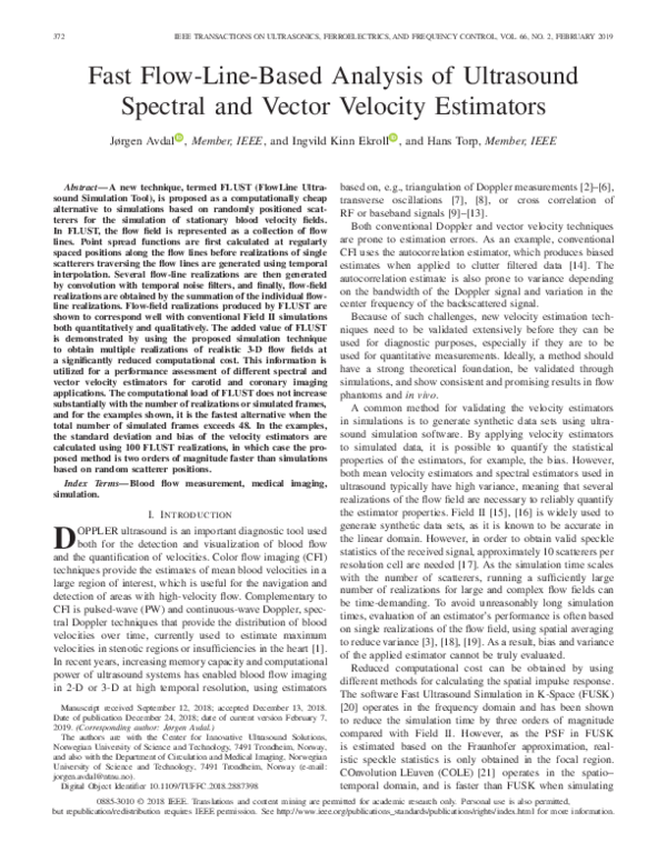 (PDF) Fast Flow-Line-Based Analysis of Ultrasound Spectral and Vector ...