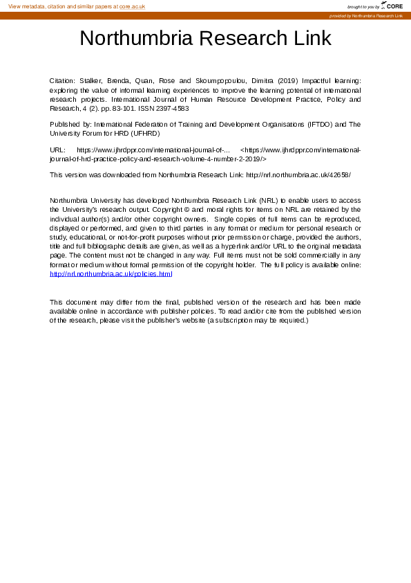 (PDF) Impactful learning: exploring the value of informal learning ...