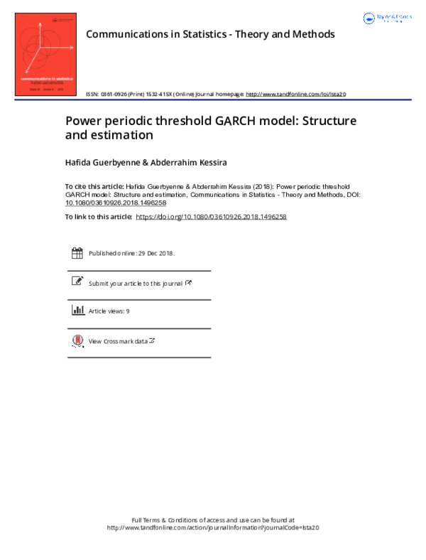(PDF) Power periodic threshold GARCH model: Structure and estimation | abderrahim kessira ...