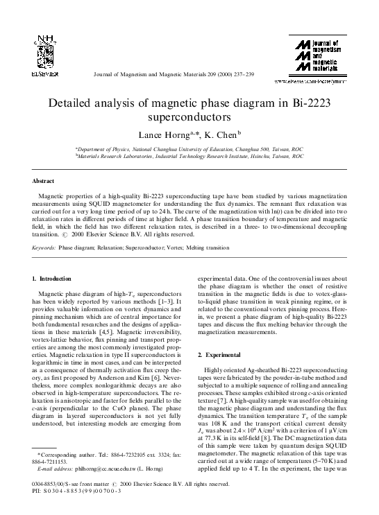 (PDF) Detailed analysis of magnetic phase diagram in Bi-2223 ...