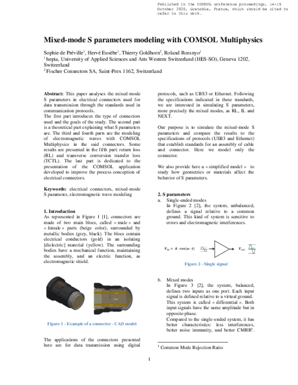 (PDF) Mixed-mode S parameters modeling with COMSOL multiphysics