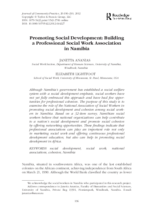 (PDF) Promoting Social Development: Building a Professional Social Work ...