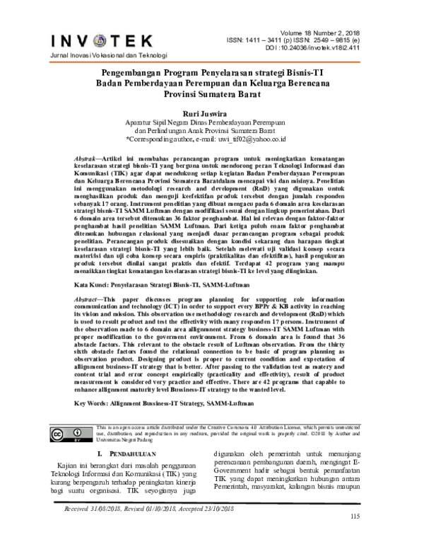 (PDF) Pengembangan Program Penyelarasan strategi Bisnis-TI Badan ...
