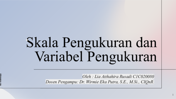 (PPT) Skala Pengukuran dan Variabel
