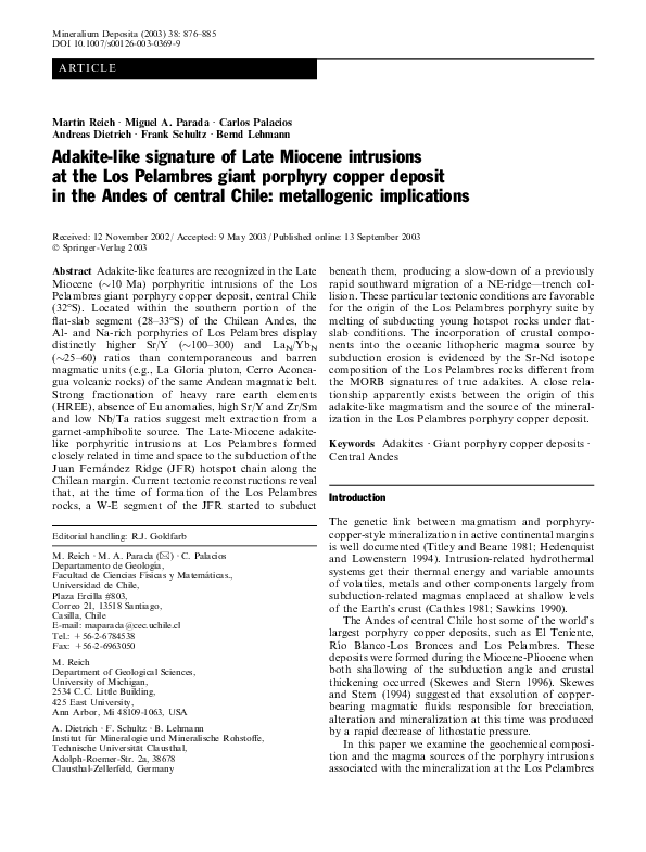 (PDF) Adakite-like signature of Late Miocene intrusions at the Los ...