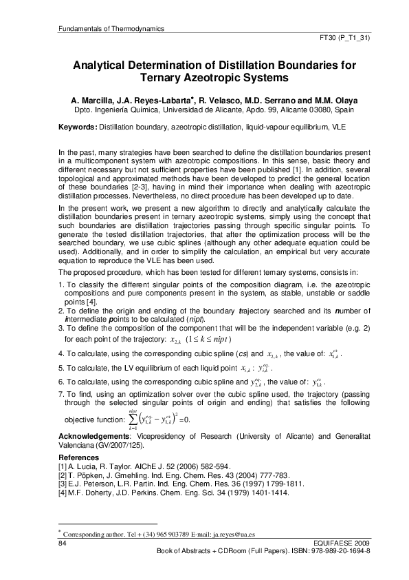 (PDF) Analytical determination of distillation boundaries for ternary azeotropic systems