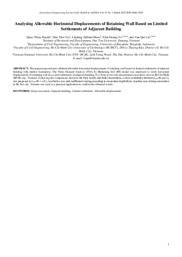 (PDF) Analysing Allowable Horizontal Displacements of Retaining Wall ...