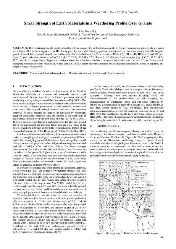 (PDF) Shear Strength of Earth Materials in a Weathering Profile Over ...