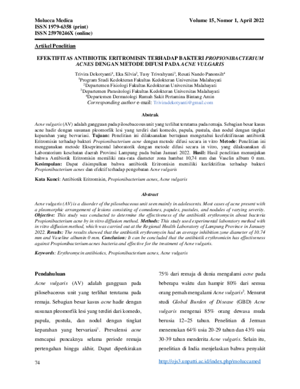 (PDF) Efektifitas Antibiotik Eritromicin Terhadap Bakteri ...