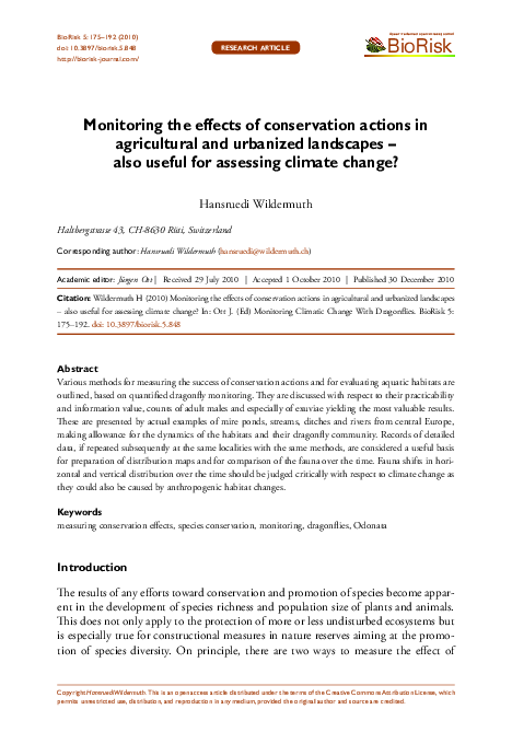 (PDF) Monitoring the effects of conservation actions in agricultural ...