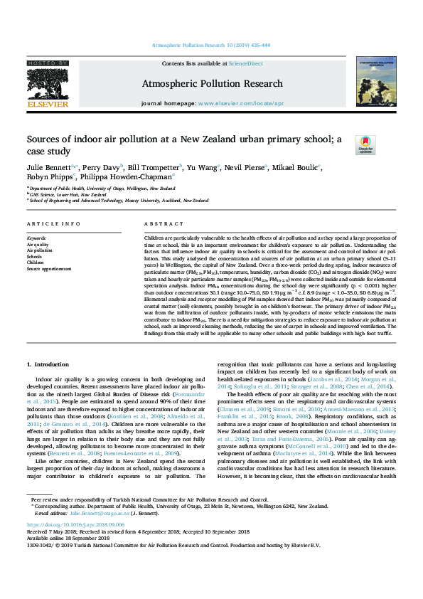 (PDF) Sources of indoor air pollution at a New Zealand urban primary ...