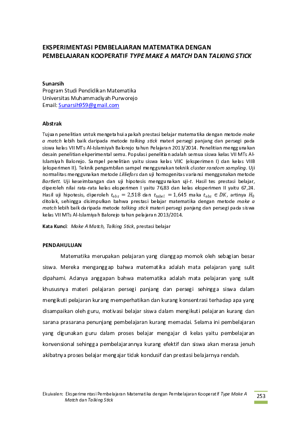 (PDF) Studi Komparasi Prestasi Belajar Matematika Dengan Model Pembelajaran Cooperative Script ...