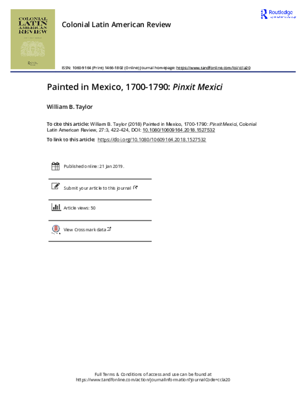 (PDF) Painted in Mexico, 1700-1790: Pinxit Mexici