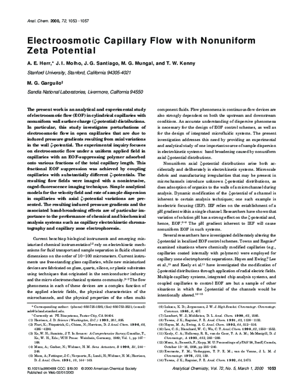 (PDF) Electroosmotic Capillary Flow with Nonuniform Zeta Potential