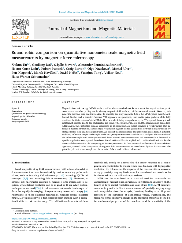 (PDF) Round robin comparison on quantitative nanometer scale magnetic ...