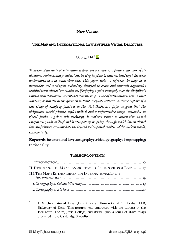 (PDF) The Map and International Law's Stifled Visual Discourse