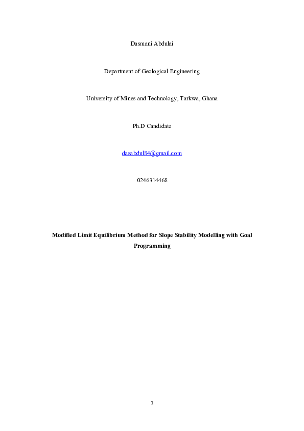 (DOC) Modified Limit Equilibrium Method for Slope Stability Modelling ...