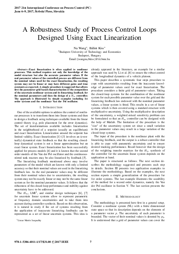 (PDF) A robustness study of process control loops designed using exact ...