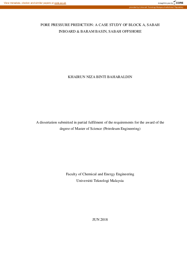 (PDF) Pore pressure prediction : a case study of block A, Sabah Inboard ...