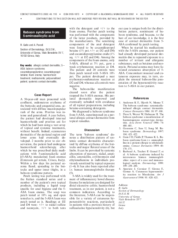 (PDF) Baboon syndrome from 5-aminosalicylic acid