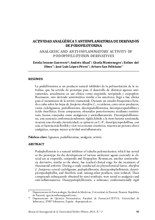 (PDF) Actividad analgésica y antiinflamatoria de derivados de ...