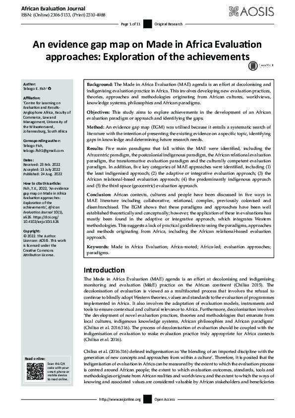 (PDF) An evidence gap map on Made in Africa Evaluation approaches ...