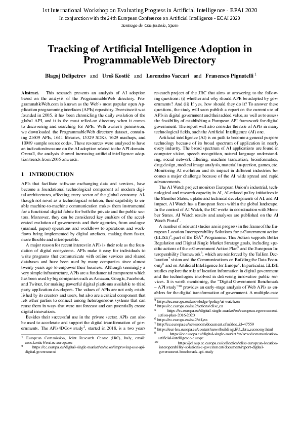 (PDF) Tracking of Artificial Intelligence Adoption in ProgrammableWeb ...