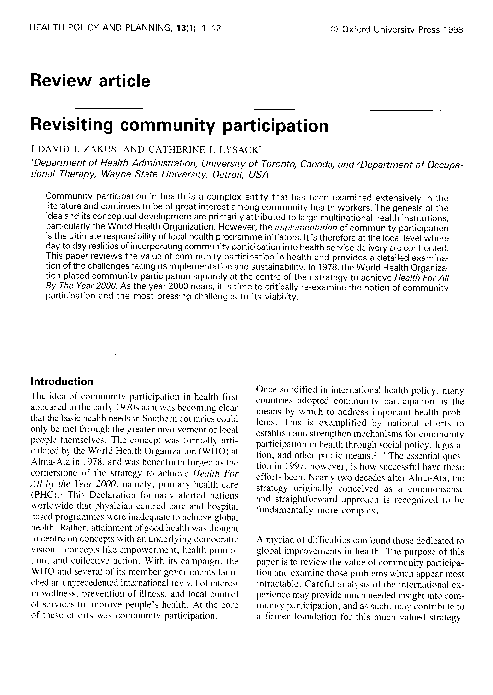 (PDF) Review article. Revisiting community participation