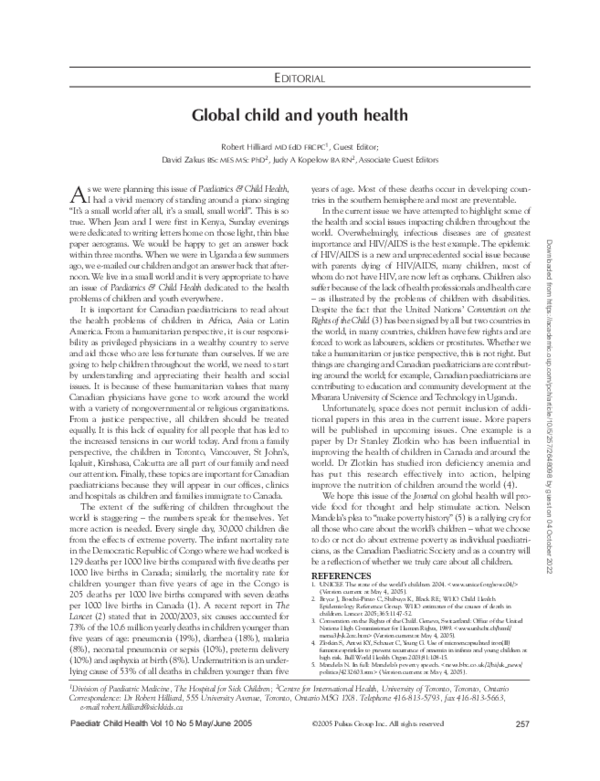 (PDF) Global child and youth health