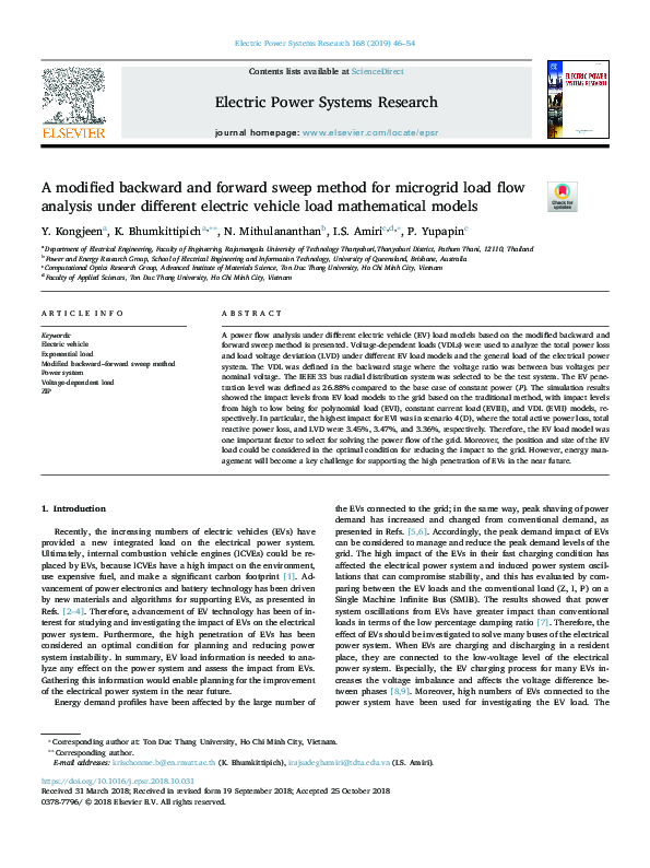 (PDF) A modified backward and forward sweep method for microgrid load flow analysis under ...