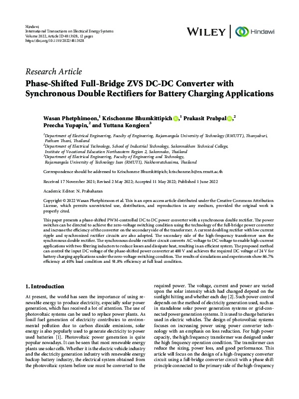 (PDF) Phase-Shifted Full-Bridge ZVS DC-DC Converter with Synchronous ...