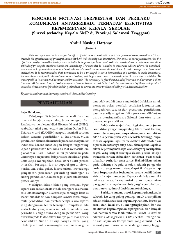 (PDF) Pengaruh Motivasi Berprestasi Dan Perilaku Komunikasi ...