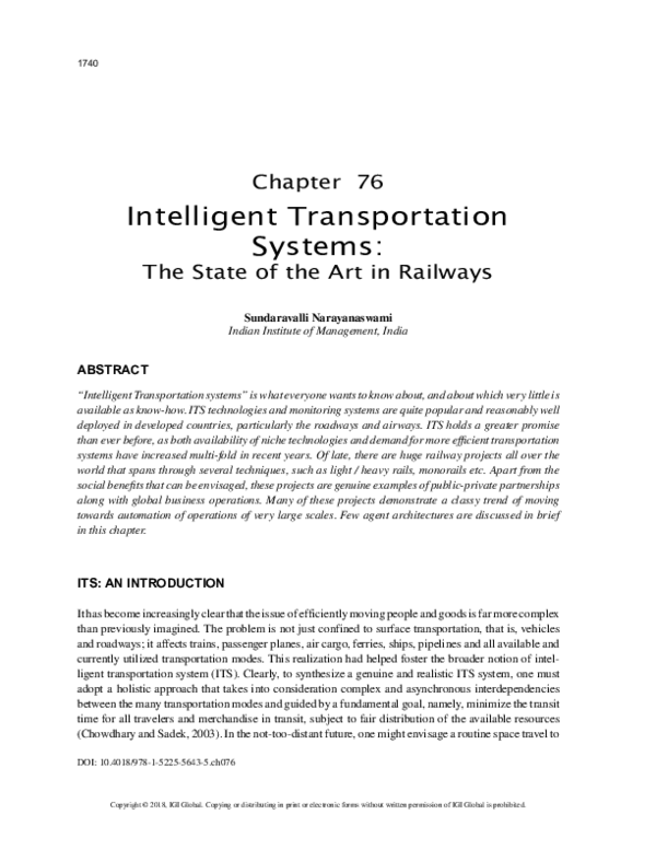(PDF) Intelligent Transportation Systems | Prof. Sundaravalli ...