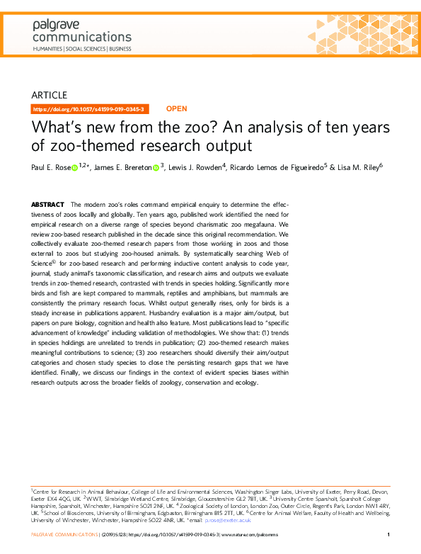 (PDF) What’s new from the zoo? An analysis of ten years of zoo-themed ...