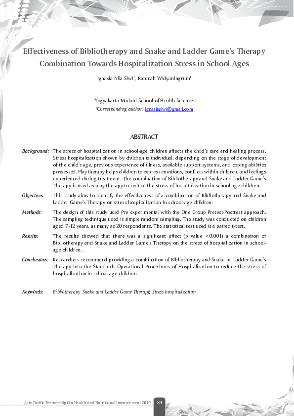 (PDF) Effectiveness of Bibliotherapy and Snake and Ladder Game’s ...
