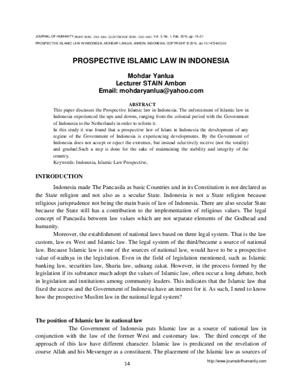 (PDF) Prospective Islamic Law in Indonesia