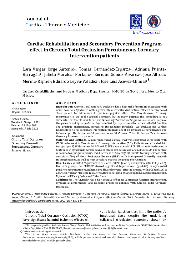 (PDF) Cardiac Rehabilitation and Secondary Prevention Program effect in ...