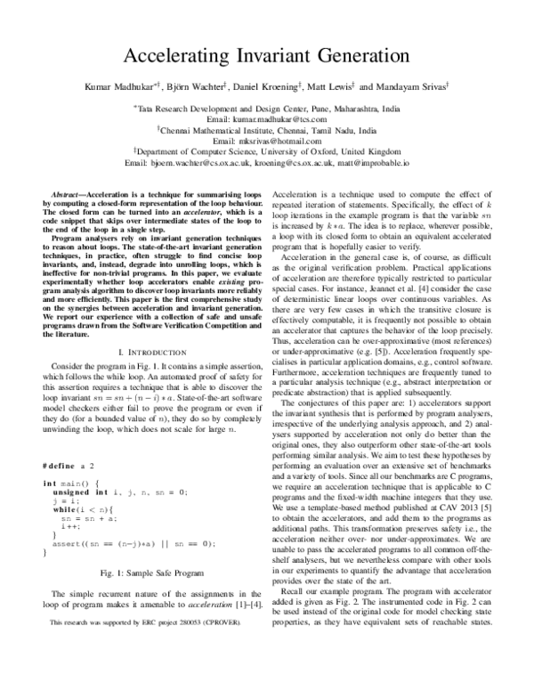 (PDF) Accelerating invariant generation