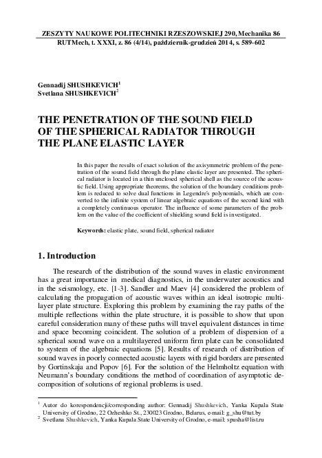(PDF) The penetration of the sound field of the spherical radiator ...