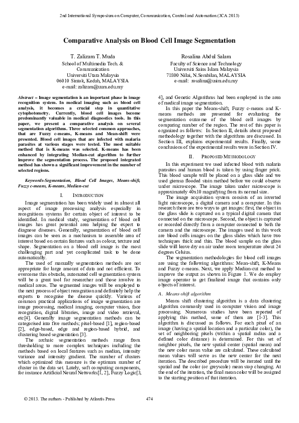 (PDF) Comparative Analysis on Blood Cell Image Segmentation