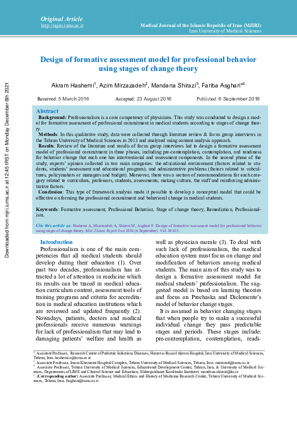 (PDF) Design of formative assessment model for professional behavior ...