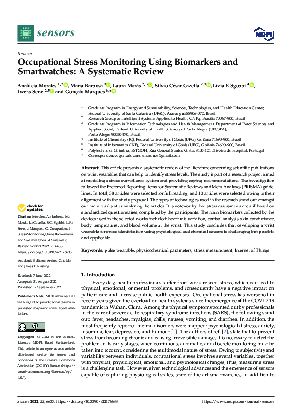 (PDF) Occupational Stress Monitoring Using Biomarkers and Smartwatches ...