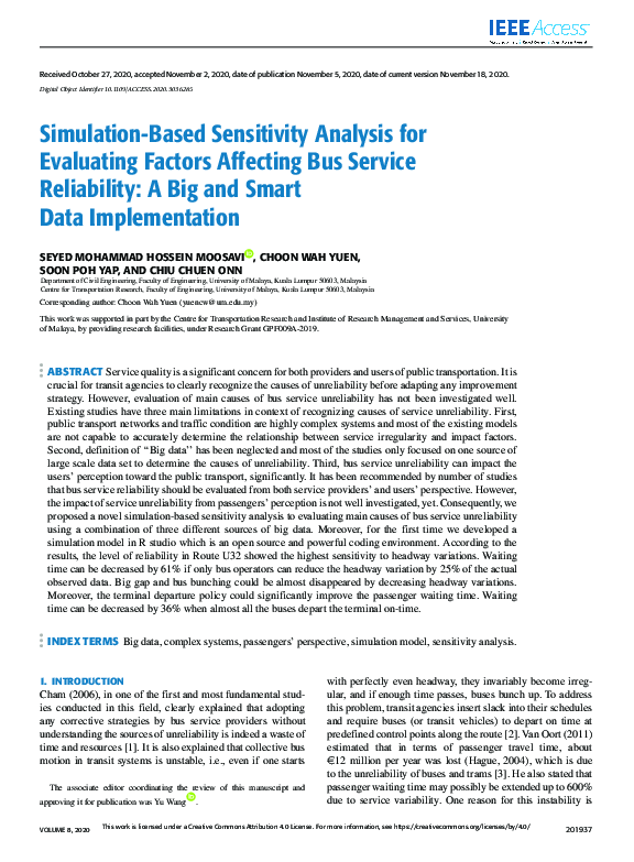 (PDF) Simulation-Based Sensitivity Analysis for Evaluating Factors Affecting Bus Service ...