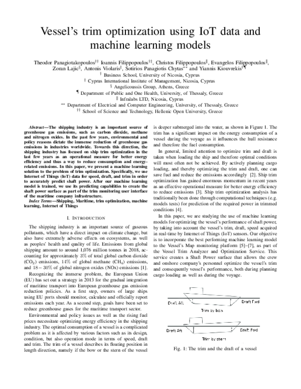 (PDF) Vessel's trim optimization using IoT data and machine learning models