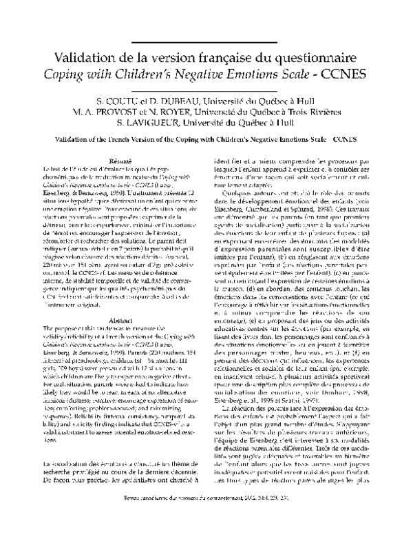 (PDF) Validation de la version française du questionnaire: Coping with ...