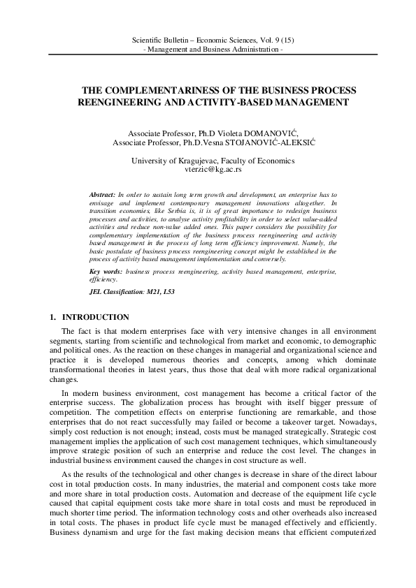 (PDF) The Complementariness of the Business Process Reengineering and ...
